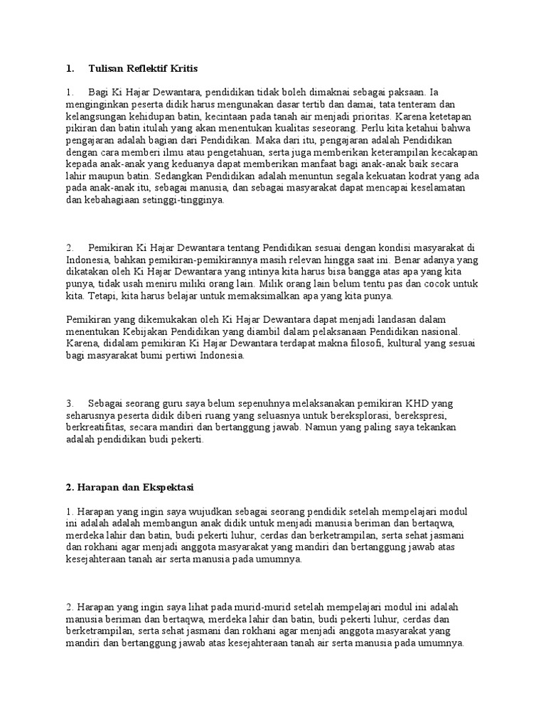 Tulisan Reflektif Kritis | PDF