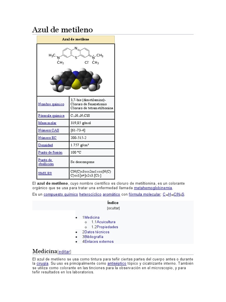 Azul de Metileno | PDF | Sustancias químicas | Química