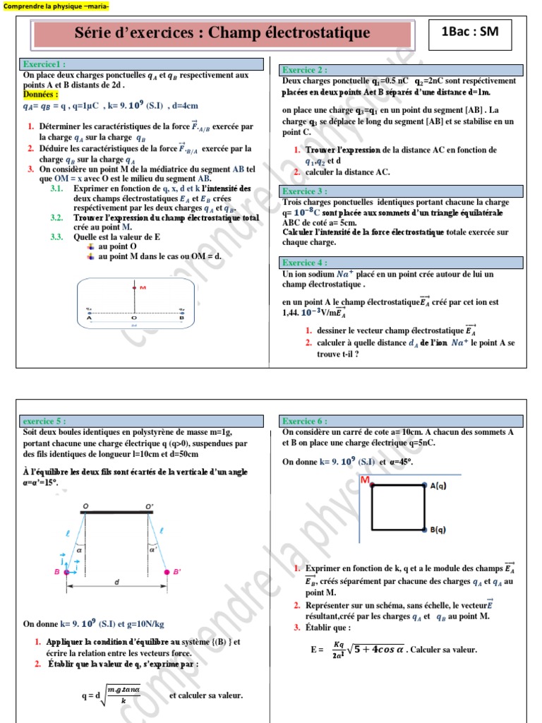 Exercices Champ Electro | Download Free PDF | Électrostatique | Champ électrique