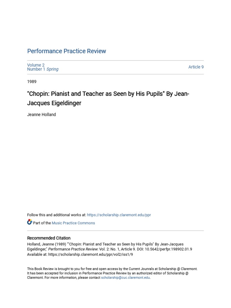 Chopin - Pianist and Teacher As Seen by His Pupils by Jean-Jacqu | PDF ...