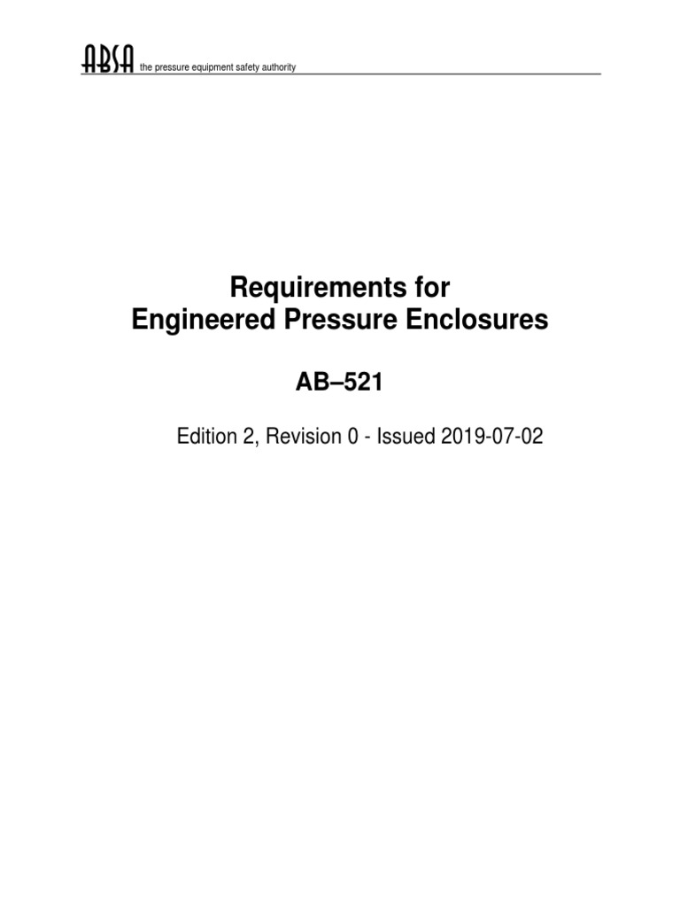Ab 521 Requirements For Engineered Pressure Enclosures | PDF | Pipe ...