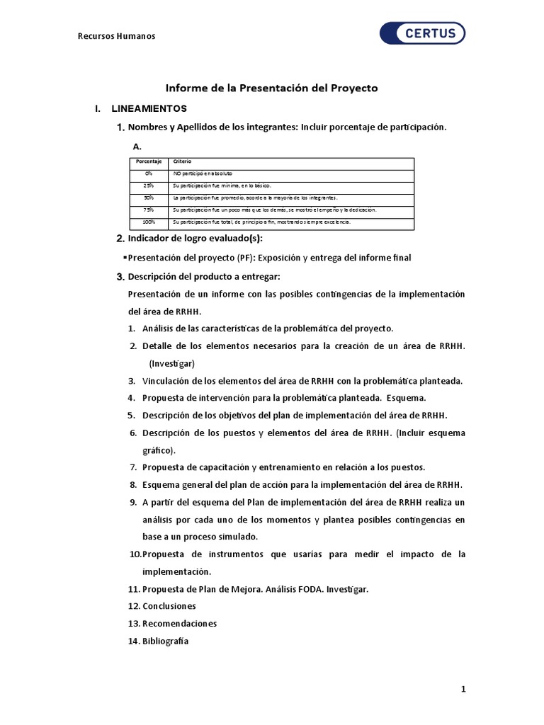 P4 Modelo de Informe Final | PDF | Gestión de recursos humanos | Cognición