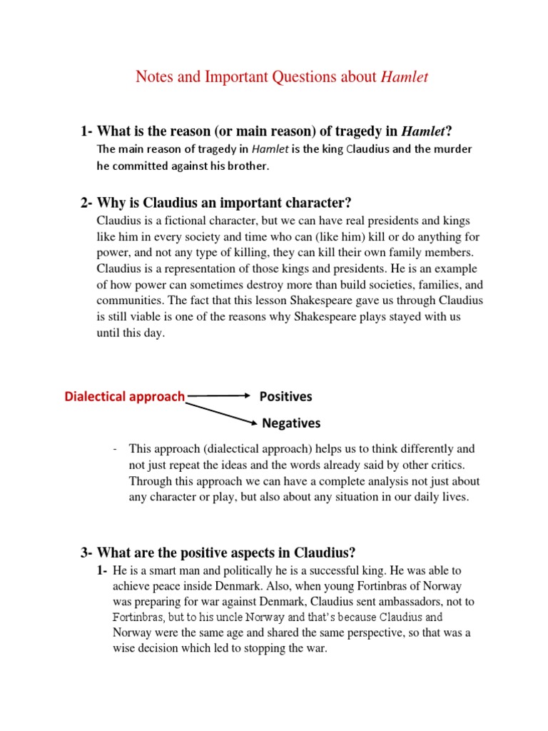 Hamlet IMPORTANT QUESTIONS | PDF | Hamlet