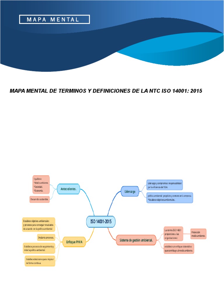 Mapa Mental De Terminos Y Definiciones De La Ntc Iso 14001 Pdf