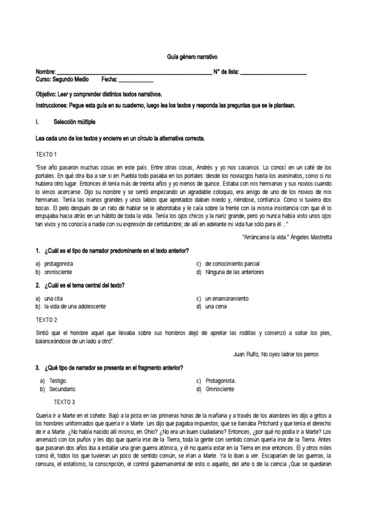 Guía Género Narrativo | PDF | Fantasía