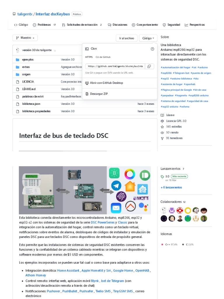 GitHub - Taligentx - dscKeybusInterface - Una Biblioteca Arduino - Esp8266 - Esp32 para ...