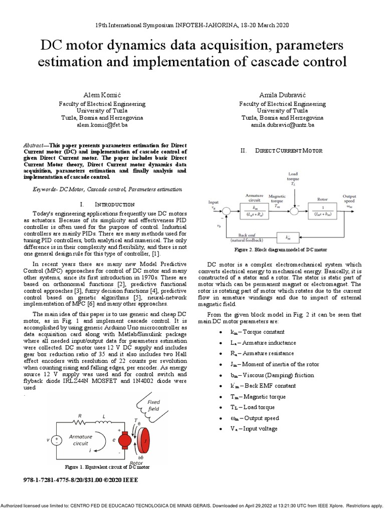 DC Motor Dynamics Data Acquisition, Parameters Estimation and ...