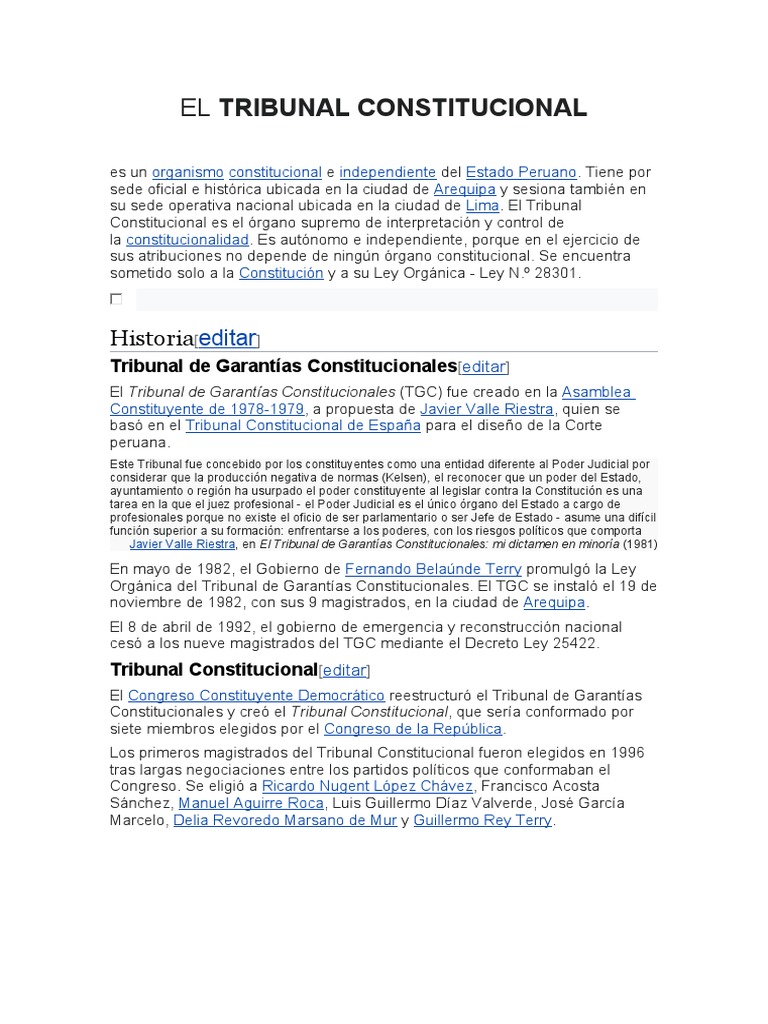 Tribunal Constitucional | PDF | Ciencias Políticas | Gobernancia