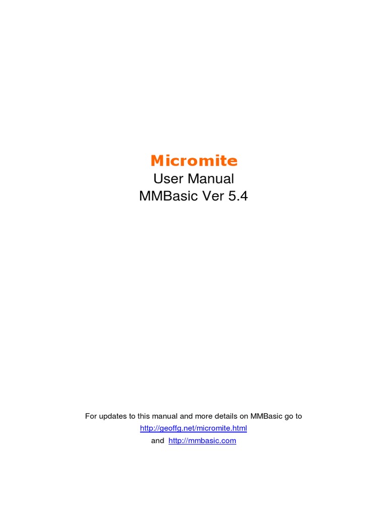Micromite Manual | PDF | Command Line Interface | Computer Program