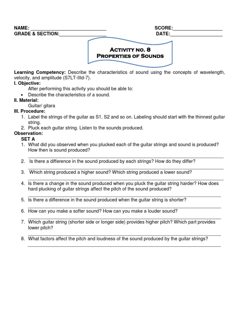 Characteristics and Pitch of Sound | PDF | Sound | Guitars