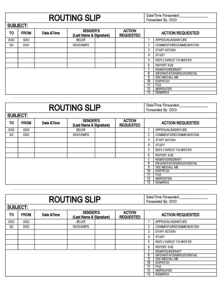 Routing Slip | PDF