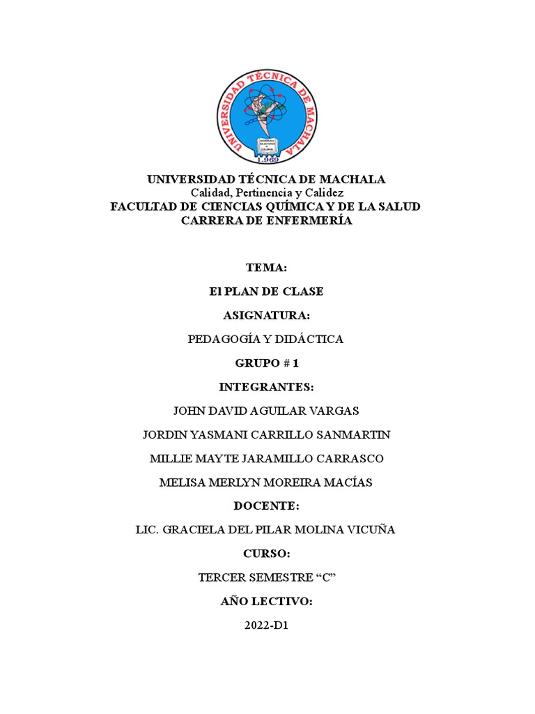 El PLAN DE CLASE | PDF | Aprendizaje | Evaluación