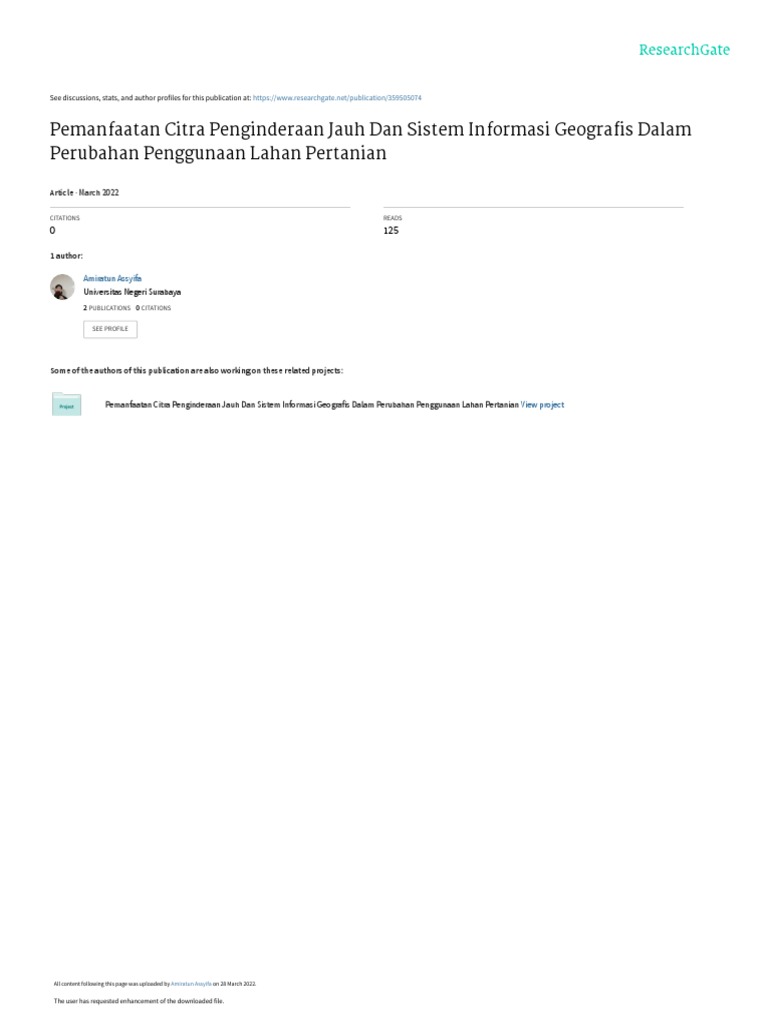Pemanfaatan Citra Penginderaan Jauh Dan Sistem Informasi Geografis Dalam Perubahan Penggunaan ...