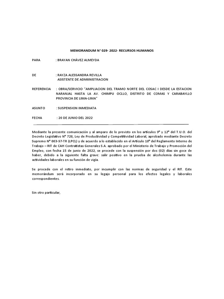 Modelo Memorandum | PDF | Gobierno | Justicia