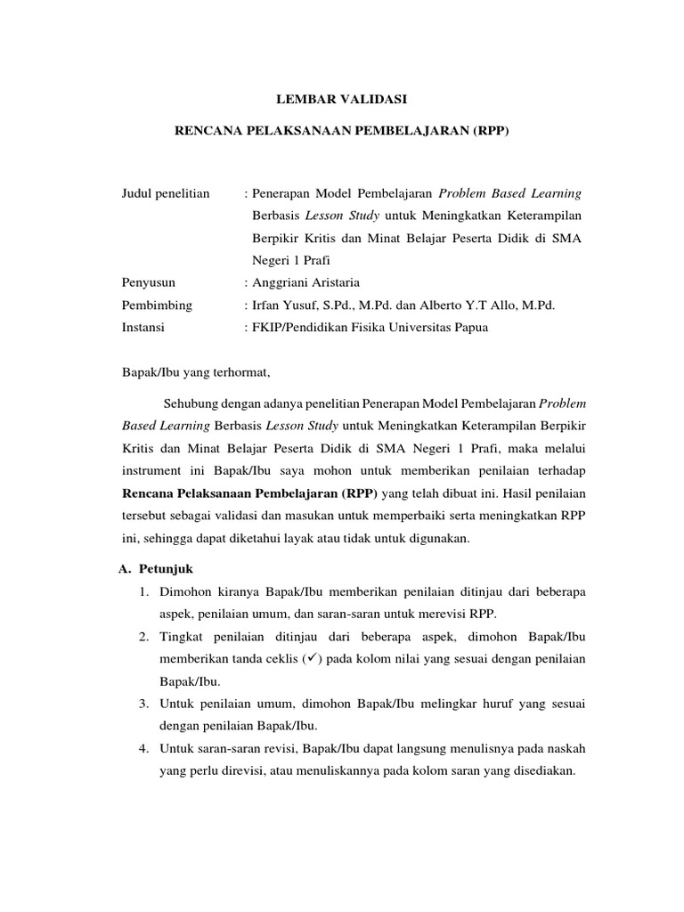 Lembar Validasi | PDF