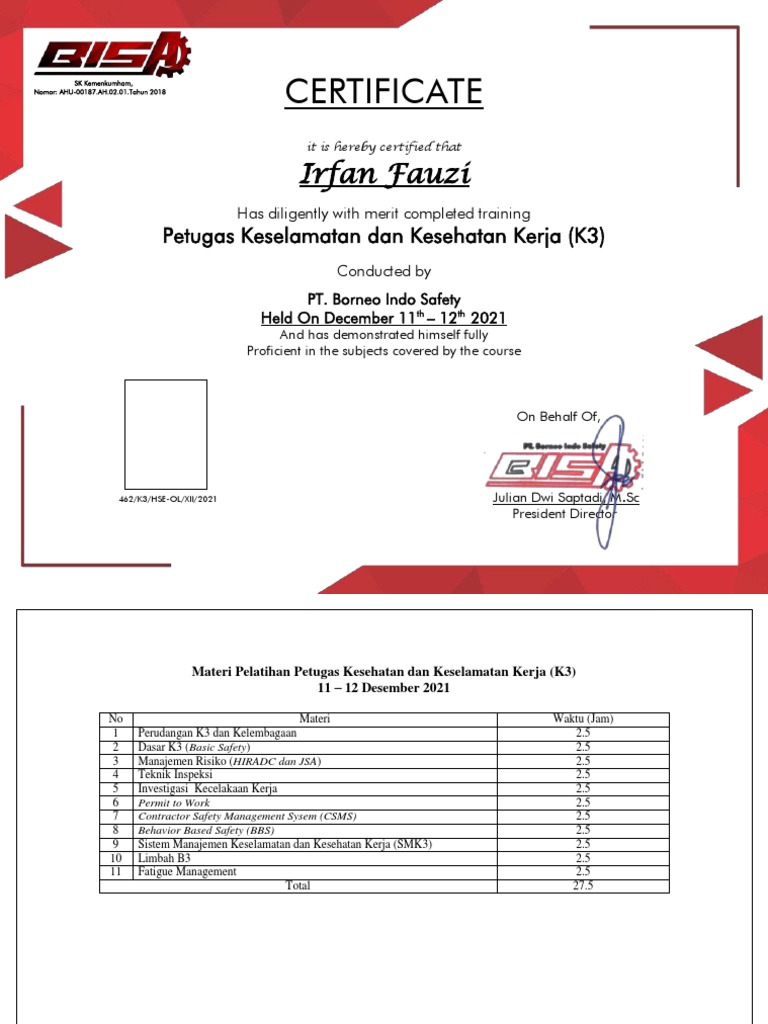 Certificate: Irfan Fauzi | PDF