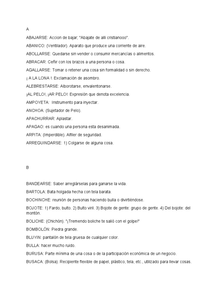 Vocabulario Maracucho: 50 Términos Clave | PDF | Alimentos