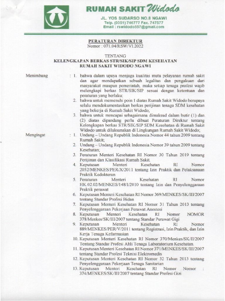 SK Tentang STR Dan SIP 2022 | PDF