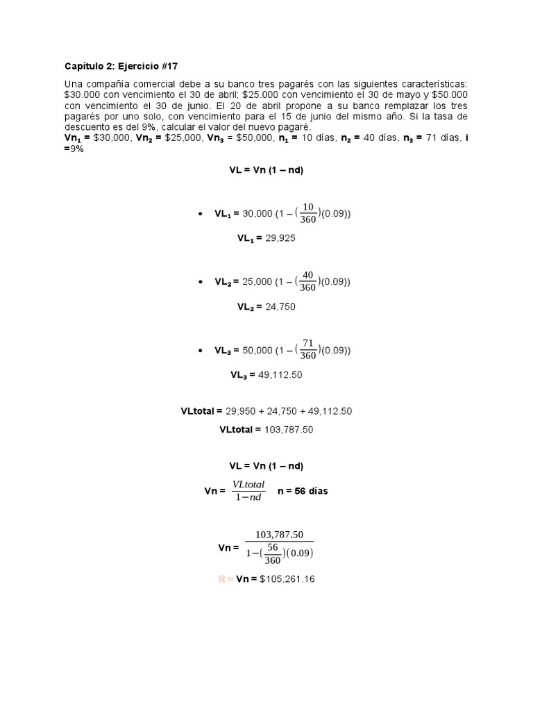 Ejercicios Capitulo 2 #17 y Capitulo 4 #21 | PDF | Bancario | Servicios financieros