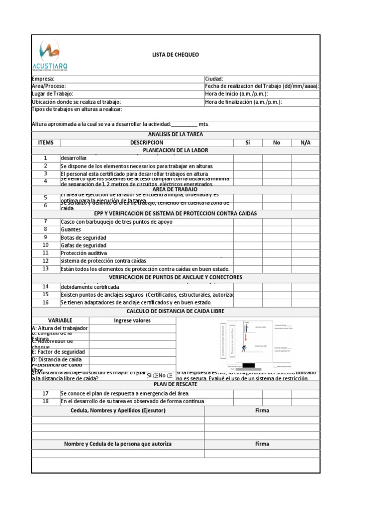 Lista de Chequeo en Trabajo en Alturas. | PDF