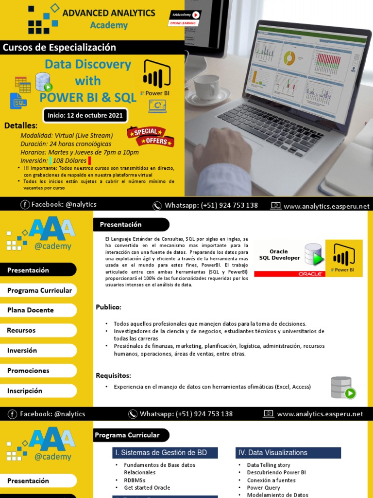 Brochure PowerBI SQL-12Octubre | PDF | SQL | Facebook