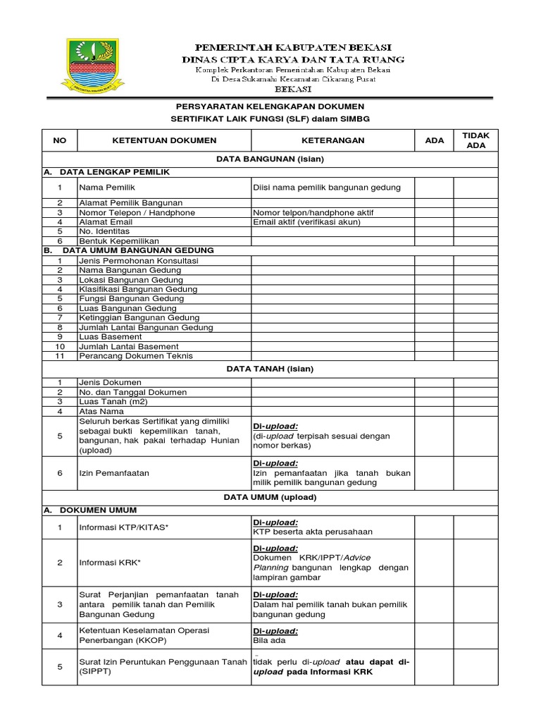 2022 Persyaratan SLF Simbg New | PDF