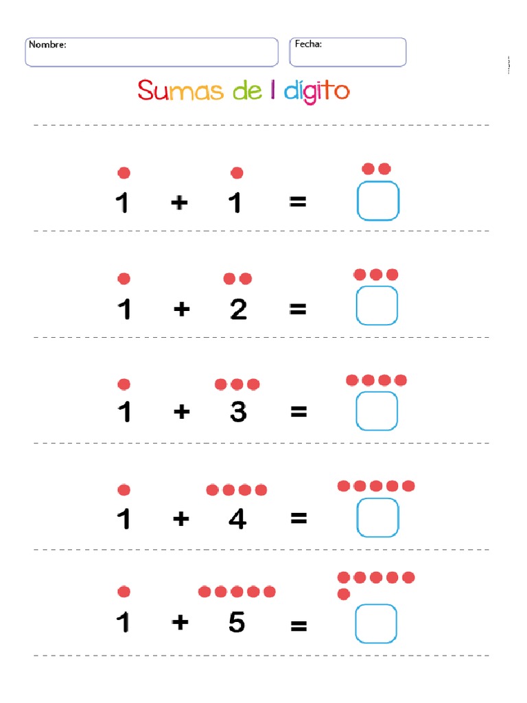 Sumas de Un Digito | PDF
