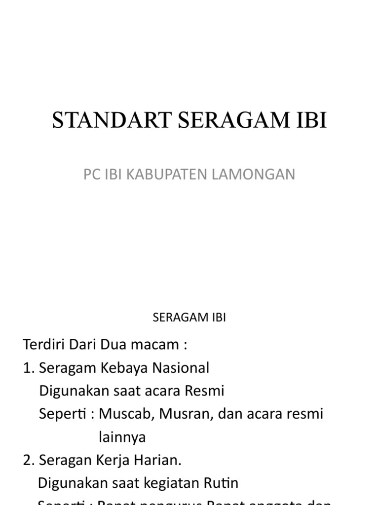 Seragam Kerja Harian Ibi | PDF