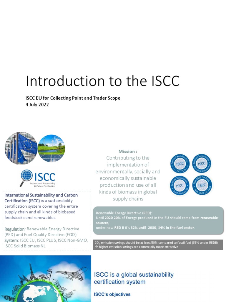 Introduction To The ISCC - Compressed | PDF | Biofuel | Renewable Energy