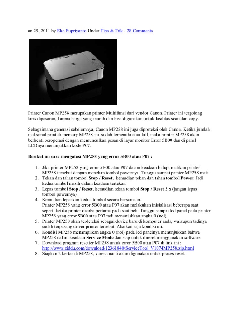 Mp258 Ink Indicator Error | PDF