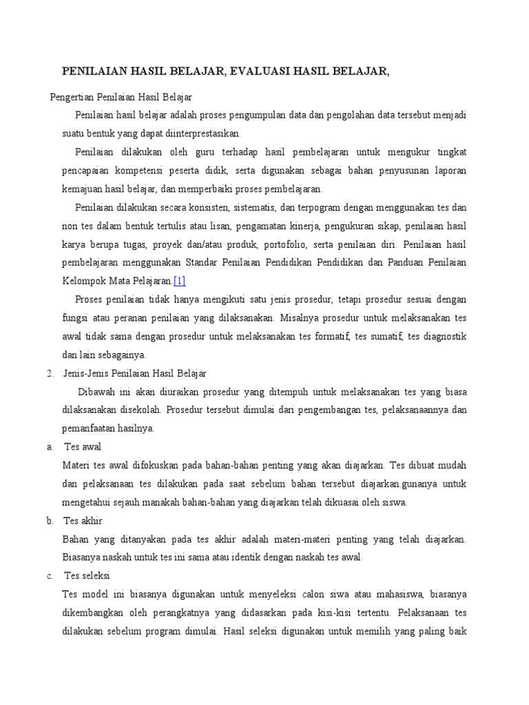 Evaluasi Hasil Belajar | PDF | Karier & Perkembangan | Bisnis