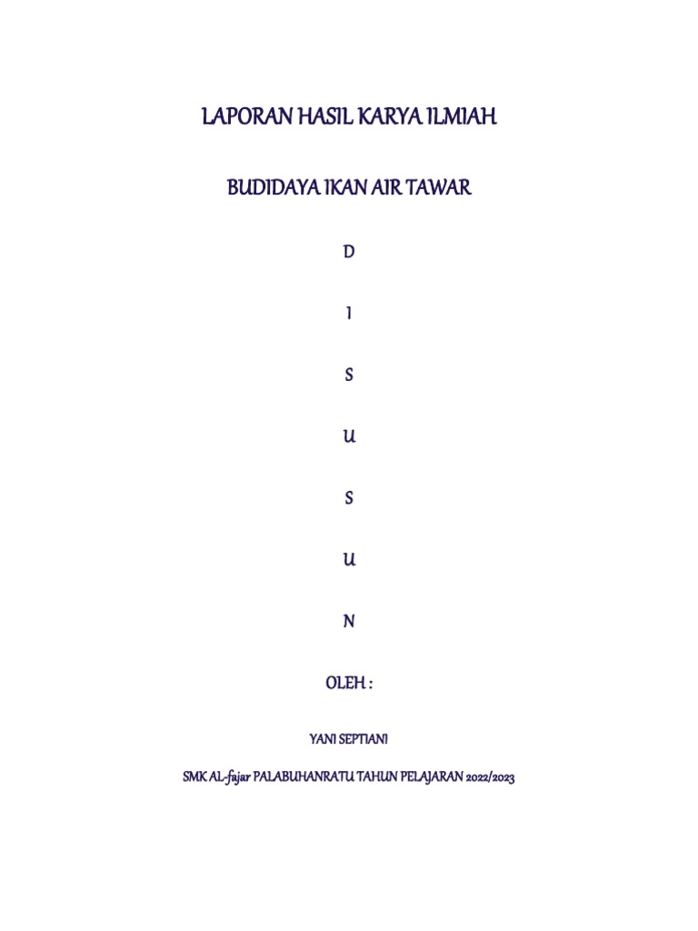 Laporan Hasil Karya Ilmiah Yani Septiani | PDF