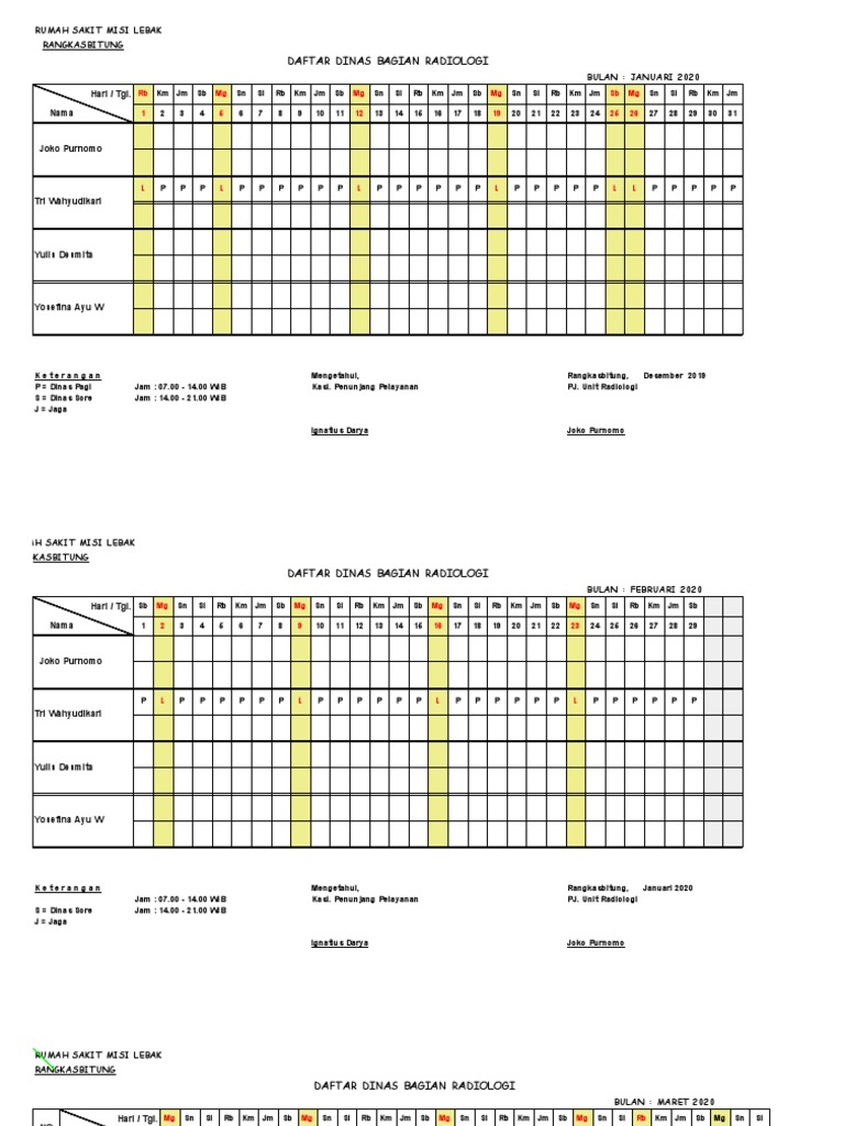 Form Jadwal Dinas | PDF