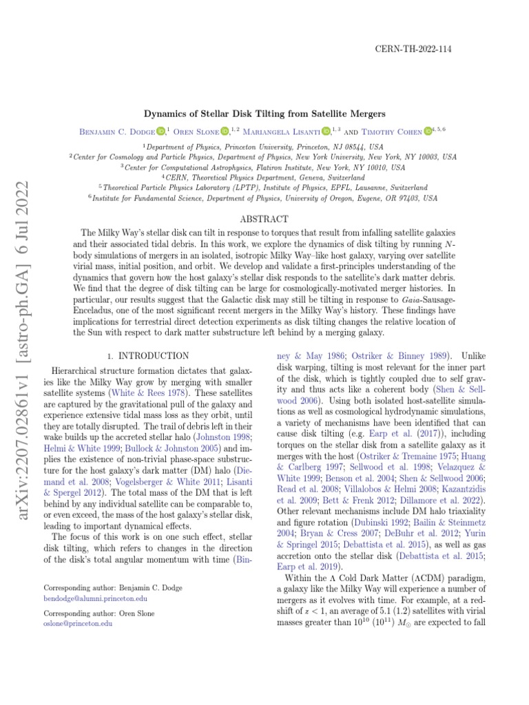 Benjamin C. Dodge Oren Slone Mariangela Lisanti Timothy Cohen | PDF ...