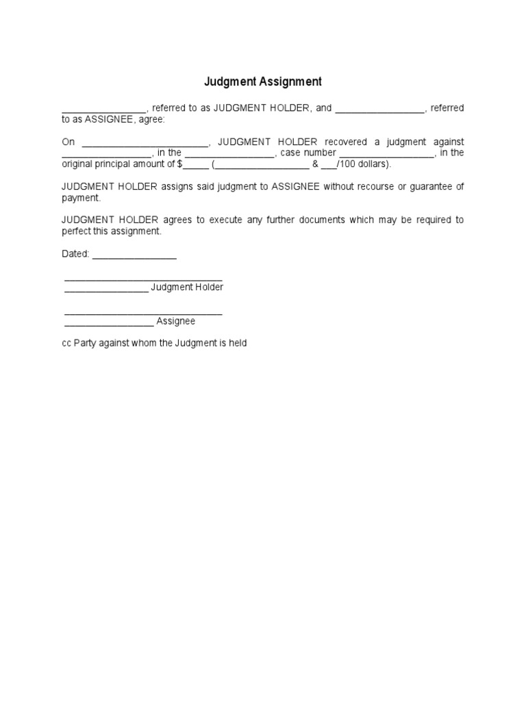 Judgment Assignment | PDF | Business | Finance & Money Management