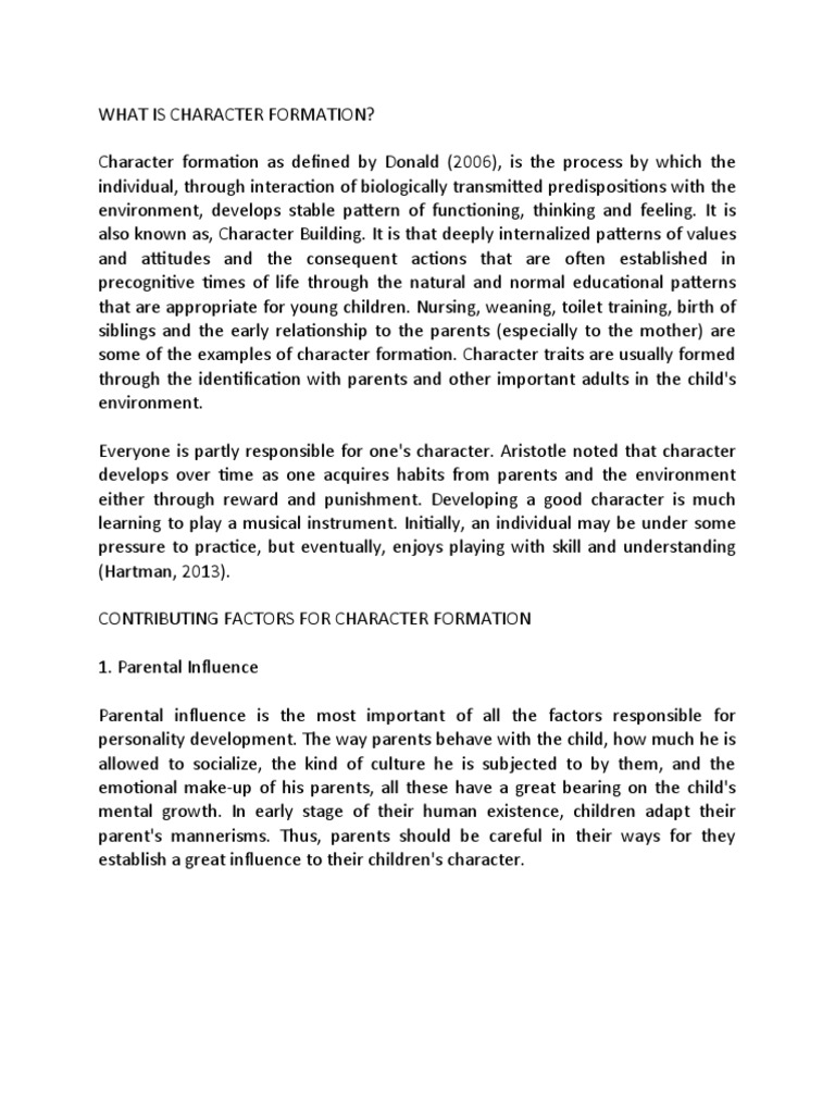 Factors Influencing Character Formation: Parental Influence, Home and ...