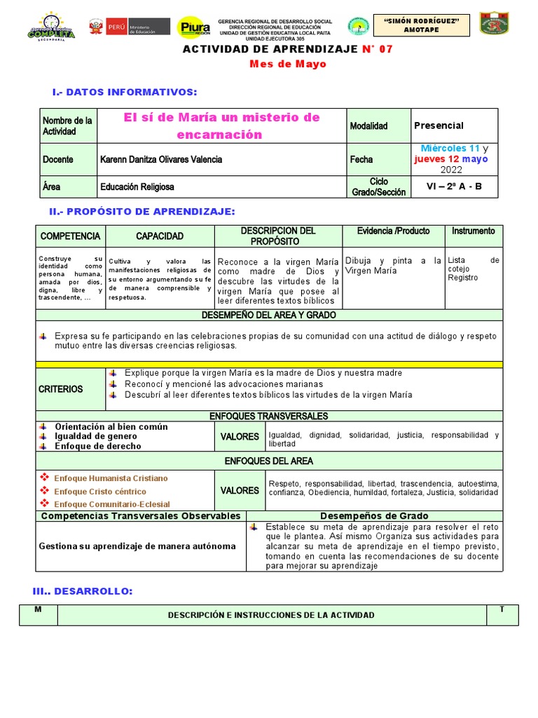 Sesi-Apren 07 - El Si de Maria Un Misterio de Encarnacion | PDF | María ...