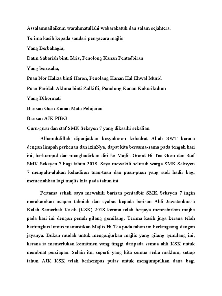 Teks Ucapan Hi Tea | PDF