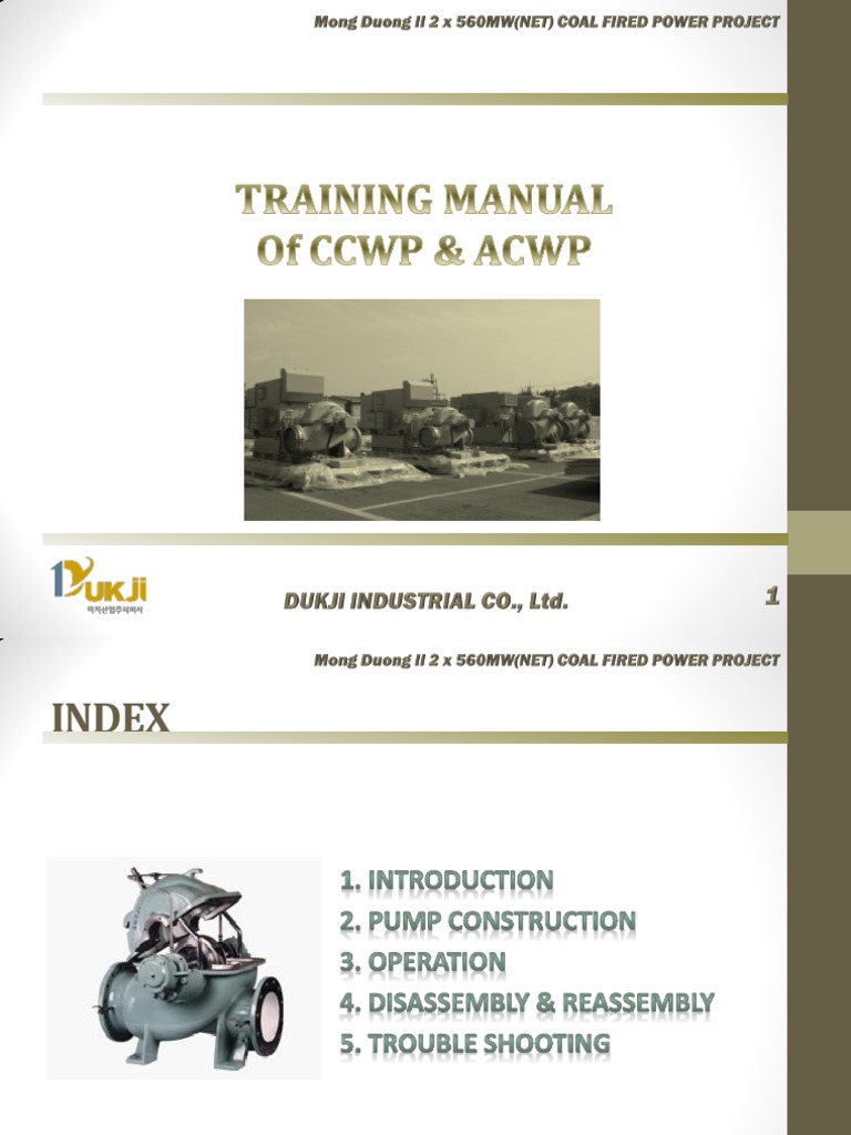Training Material For CCWP - ACWP | PDF | Pump | Bearing (Mechanical)