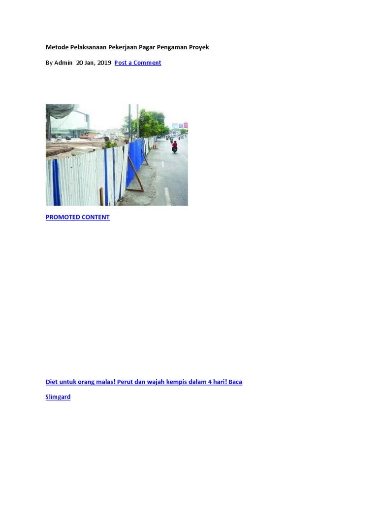 Metode Pelaksanaan Pekerjaan Pagar Pengaman Proyek | PDF