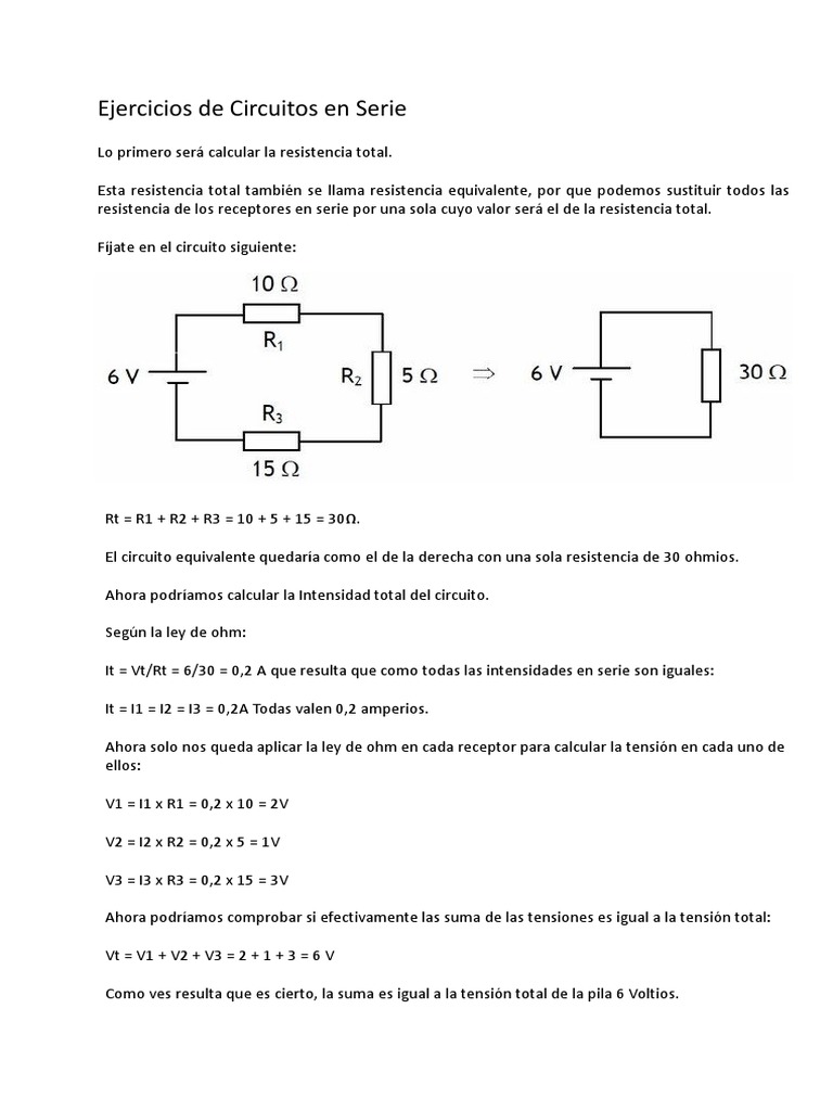 Hoja De Trabajo De Circuito En Serie