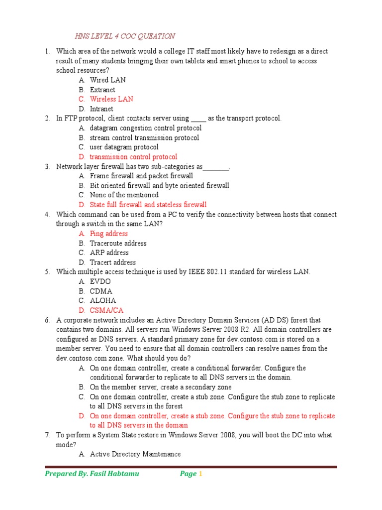 HNS Level 4 Basic COC Queation | PDF | Computer Network | Domain Name ...
