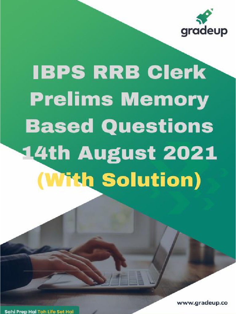 Ibps RRB Clerk Prelims 14th August 2021 Memory Based Question Paper 86 | Download Free PDF ...