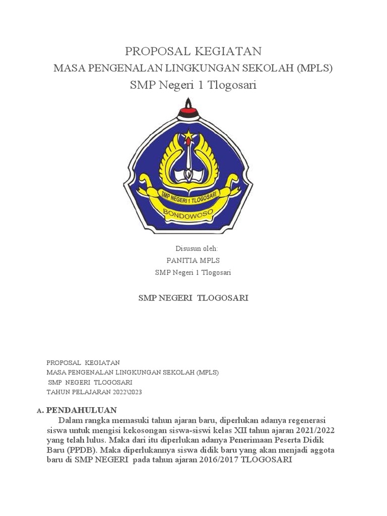 Proposal MPLS SMP Negeri 1 Tlogosari | PDF | Karier & Perkembangan