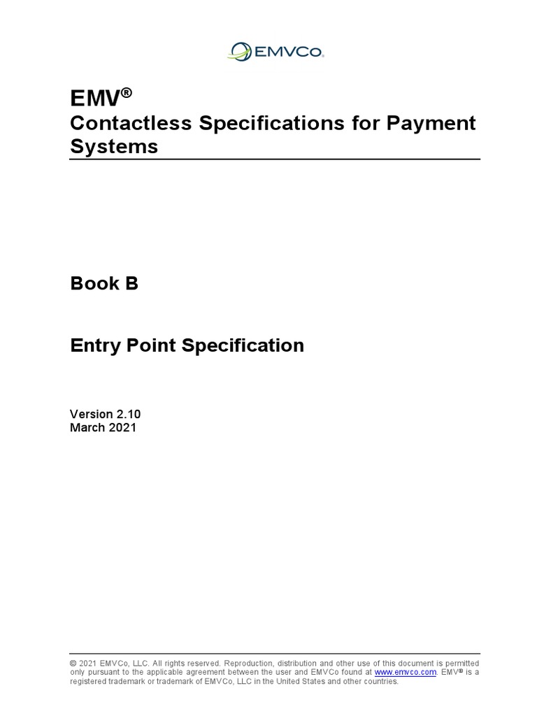 EMV Contactless Book B Entry Point Specification v2.10 | PDF | Emv ...