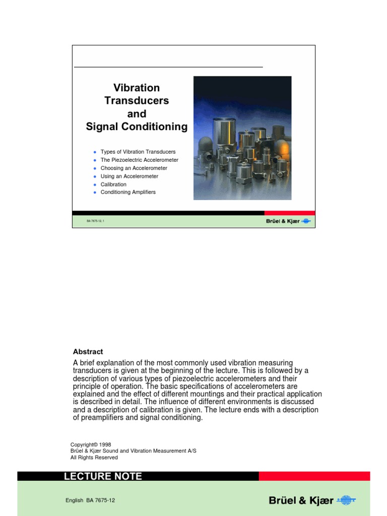Vibration Transducer B&K | PDF | Accelerometer | Amplifier