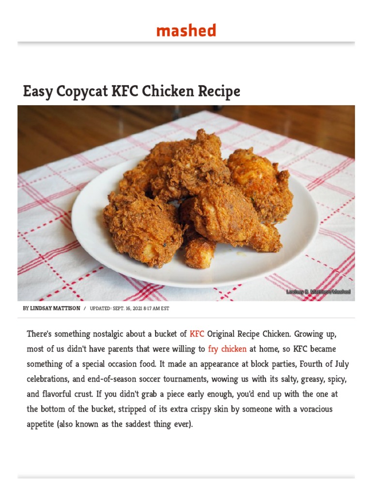 Easy Copycat KFC Chicken Recipe: Halal Meat Online | PDF | Coleslaw | Foods