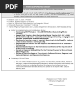 Experience Work Sheet Sample | PDF | Classroom | Teachers