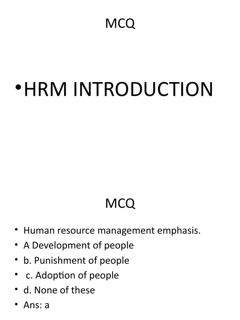 HRM Introduction | PDF | Human Resource Management | Human Resources