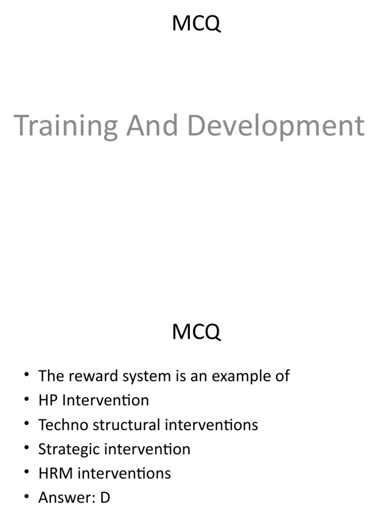 Training and Development MCQ | PDF | Learning | Psychology